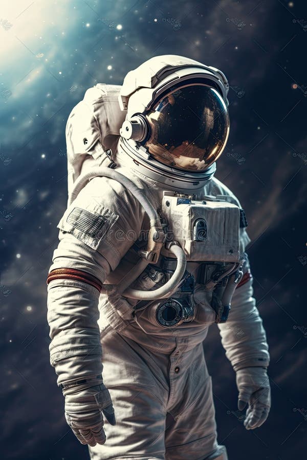 Astronaut in Open Space on Orbit of Earth Planet. Shadow of Night and ...