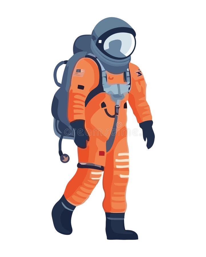 Astronaut with Orange Space Suit Character Stock Vector - Illustration ...