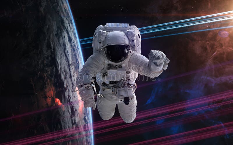 Astronaut in Orbit of Deep Space Planet Stock Photo - Image of ...