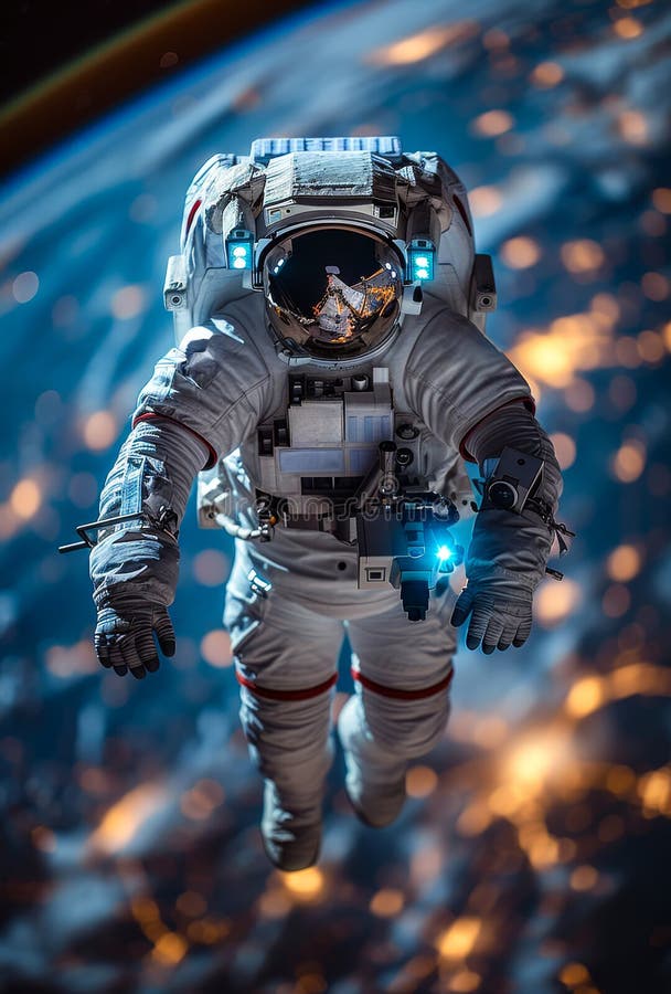 Astronaut in Outer Space Against the Backdrop of the Planet Earth ...