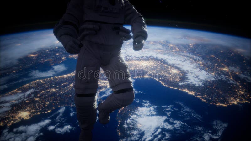 Astronaut in Outer Space Against the Backdrop of the Planet Earth Stock ... Astronaut in Outer Space Against the Backdrop of the Planet Earth Stock ...