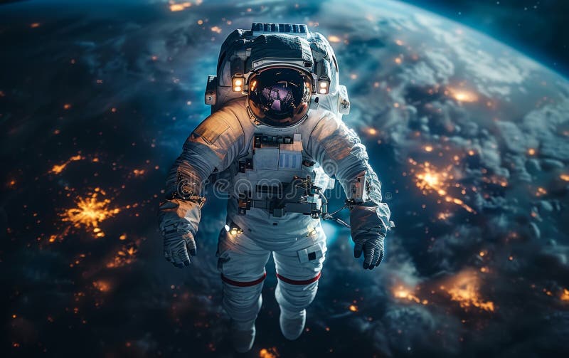 Astronaut in Outer Space Against the Backdrop of the Planet Earth ... Astronaut in Outer Space Against the Backdrop of the Planet Earth ...
