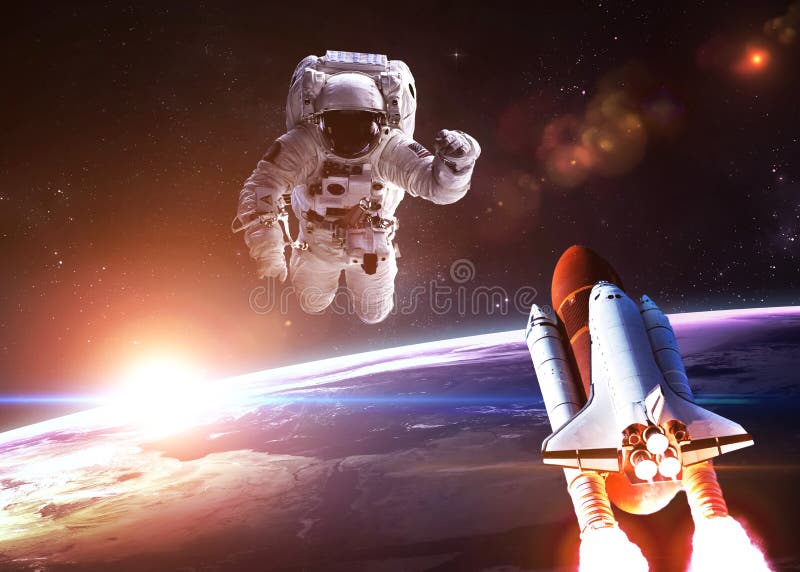 Astronaut in Outer Space Against the Backdrop of Stock Image - Image of ...