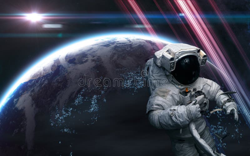 Astronaut in Bright Space with Galaxy Andromeda. Spaceman with Starry ...