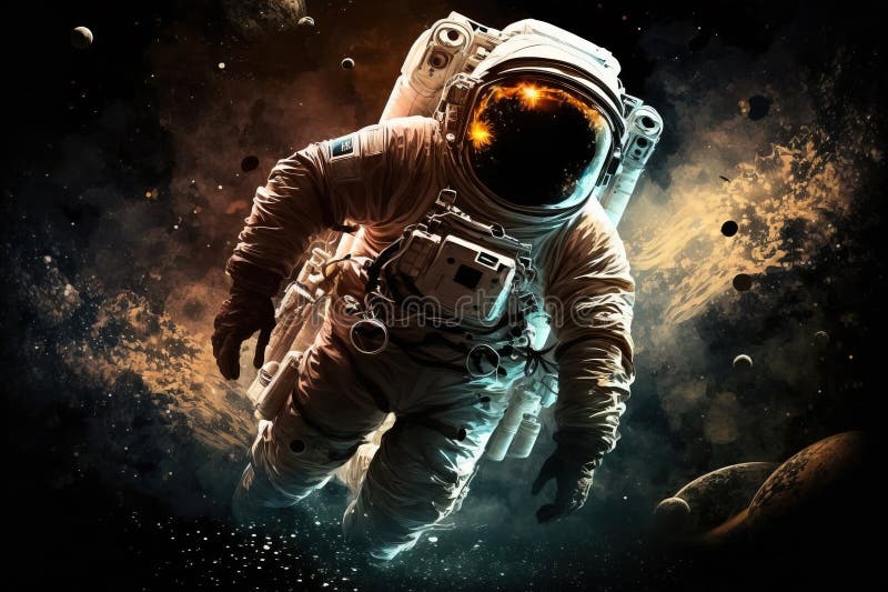 Astronaut in Outer Space. Fantasy Generative AI Background Stock ...
