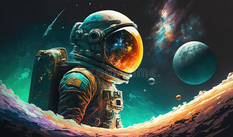 Astronaut in Outer Space. Fantasy Generative AI Background Stock ...