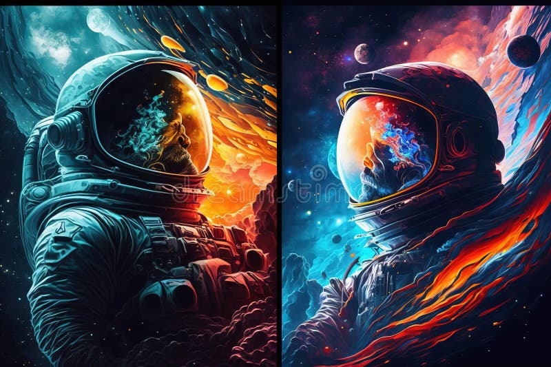 Astronaut in Outer Space. Fantasy Generative AI Background Stock ...