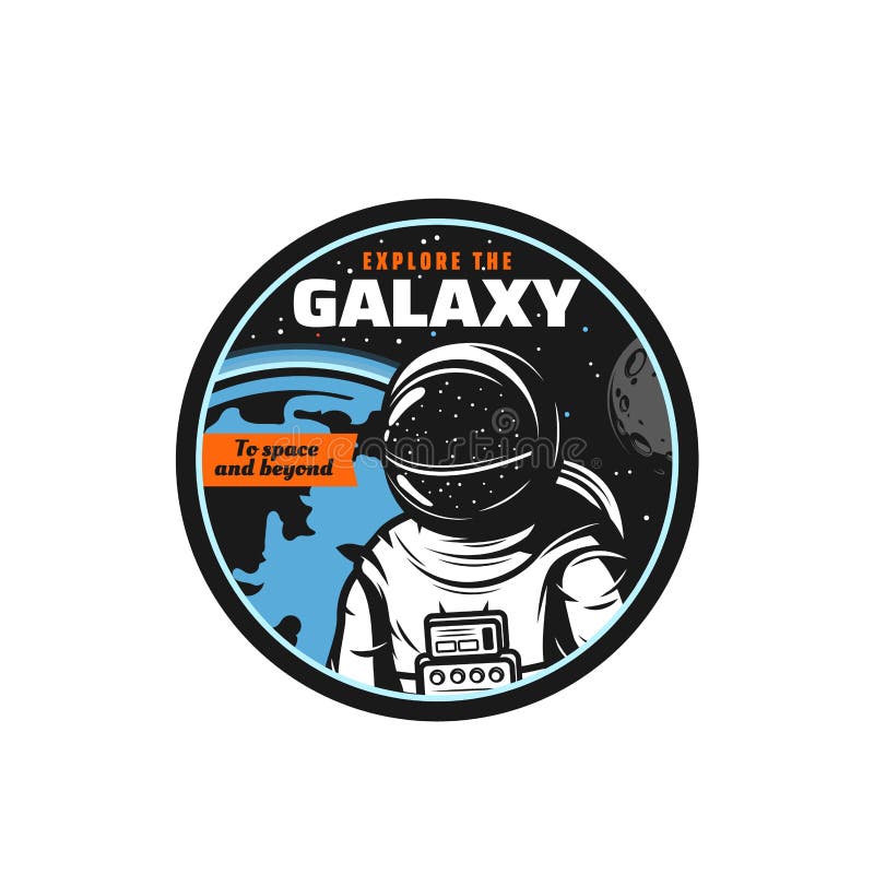 Astronaut in Outer Space, Galaxy Research Icon Stock Vector ...