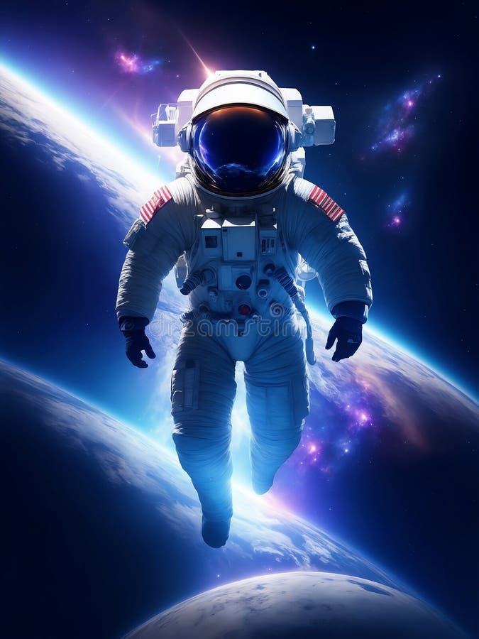 Full Body Astronaut in Outer Space, Generative AI Illustration Stock ...