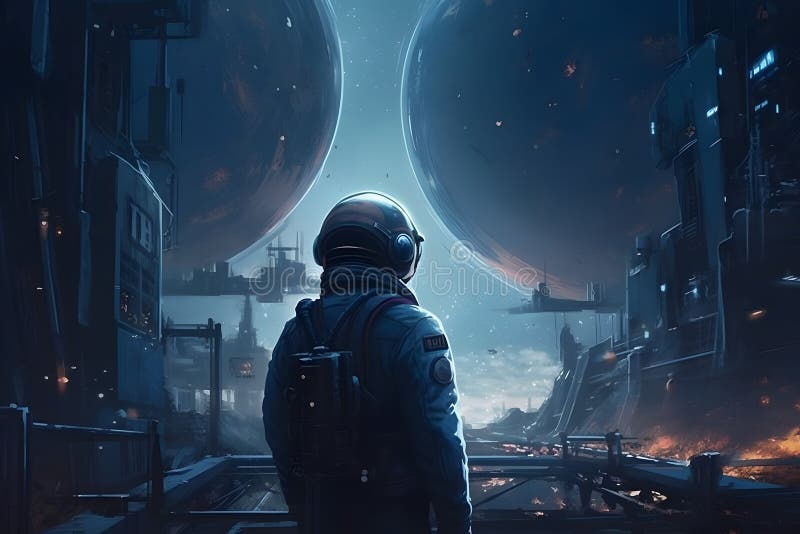Astronaut in Outer Space. Neural Network AI Generated Stock ...