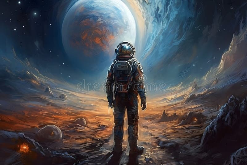 Astronaut in Outer Space. Neural Network AI Generated Stock ...