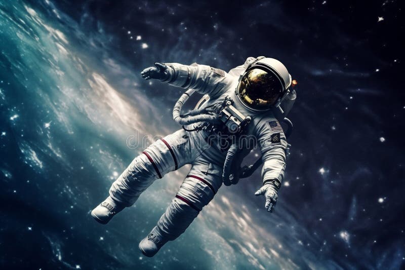 Astronaut in Outer Space Over the Planet Stock Illustration ...