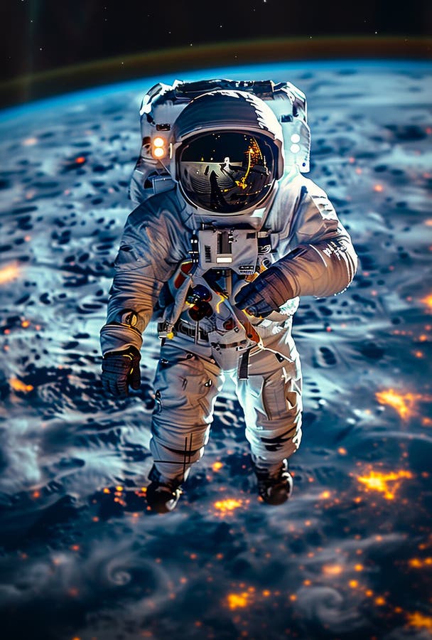 Astronaut in Outer Space Over of the Planet Earth. Stock Image - Image ...