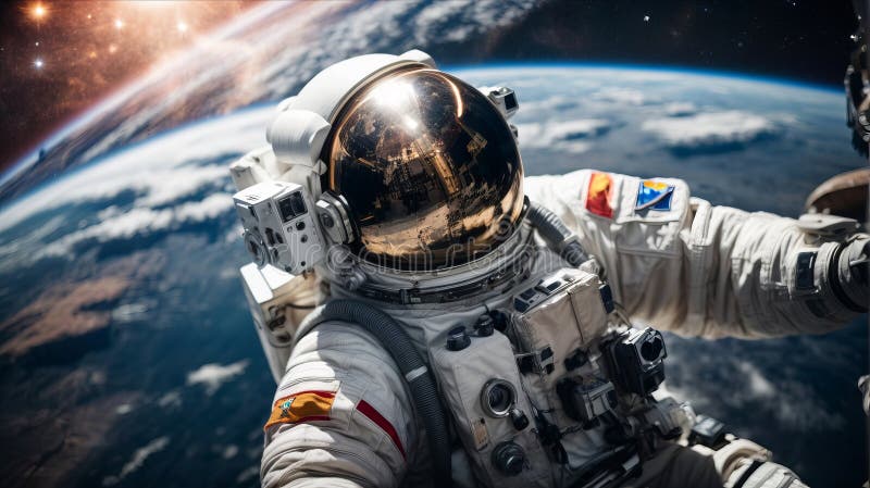 Astronaut in the Outer Space Over the Planet Earth Generative AI Stock ...