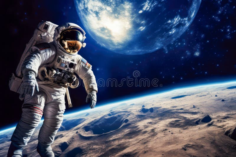 Astronaut in Outer Space. Science Fiction Art. Stock Illustration ...