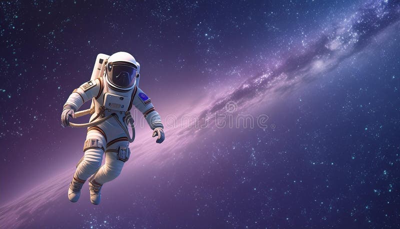 Astronaut in Outer Space. Science Fiction. Spaceman in Spacesuit ...