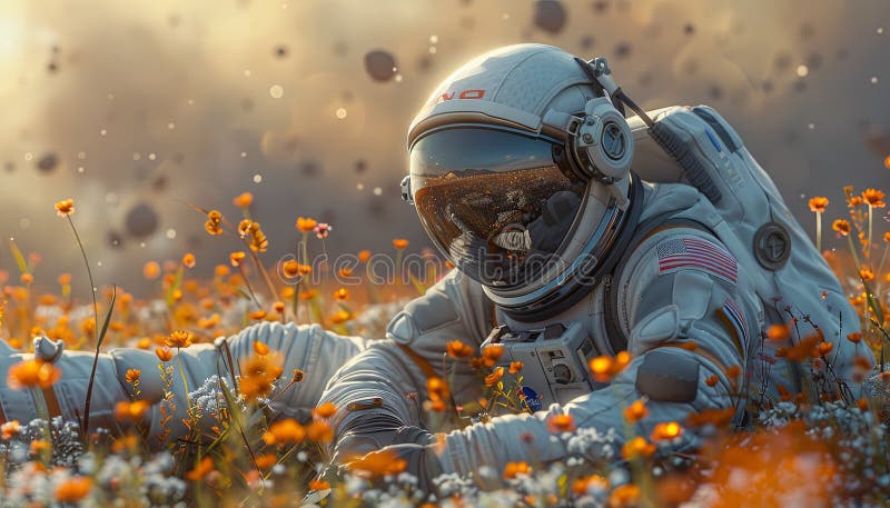 Astronaut in Outer Space, in the Style of Post-apocalyptic Backdrops ...