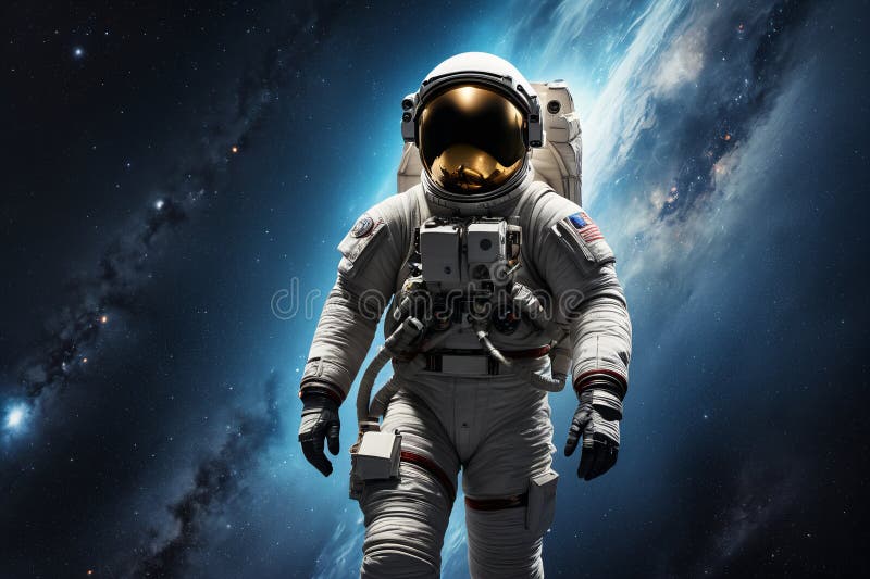 Astronaut in Outer Space in Space Suit Stock Illustration ...