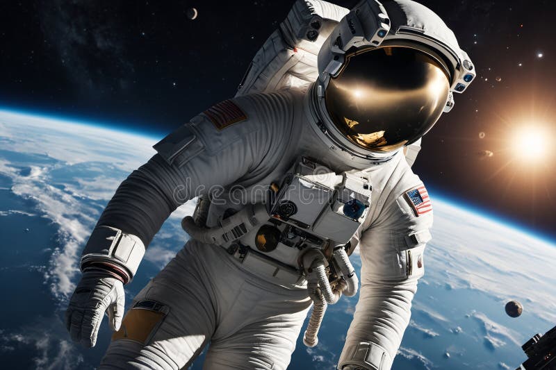 Astronaut in Outer Space in Space Suit Stock Illustration ...
