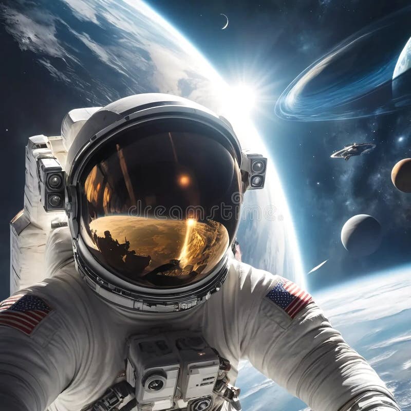 Astronaut in Outer Space in Space Suit Stock Illustration ...