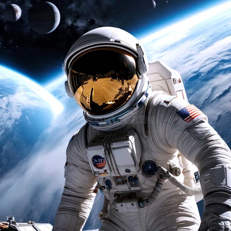 Astronaut in Outer Space in Space Suit Stock Illustration ...