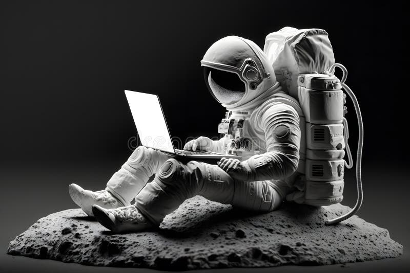 Astronaut in Outer Space Working on a Laptop. Neural Network AI ... Astronaut in Outer Space Working on a Laptop. Neural Network AI ...