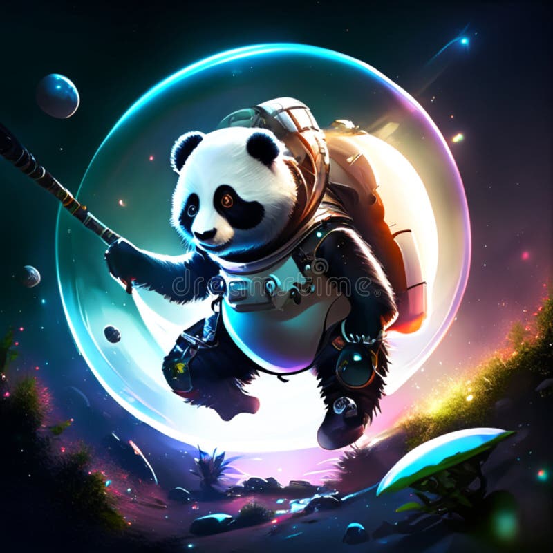 Illustration of a Panda Astronaut in Outer Space with a Moon AI ...