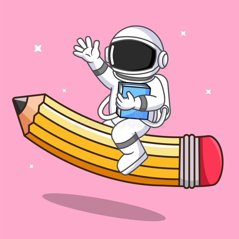 Astronaut on a Pencil Soaring through Space Stock Vector - Illustration ...