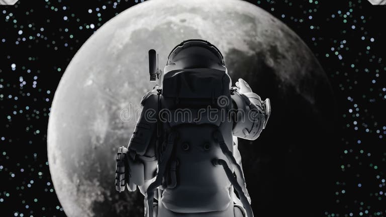 Astronaut Observing the Moon during Spacewalk: Cosmic Exploration and ...