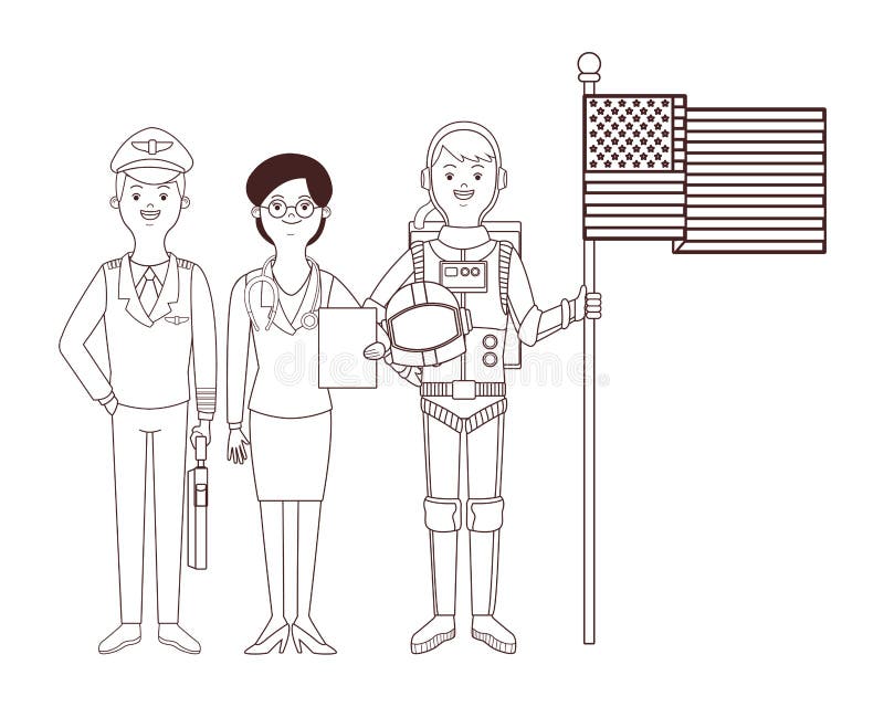 Astronaut pilot and doctor stock vector. Illustration of professional ...