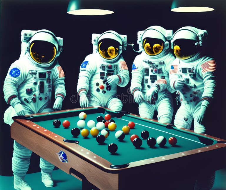 Astronaut Playing Billiards, Generative AI Illustration Stock ...