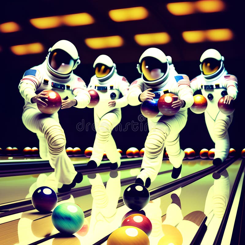 Astronaut Playing Bowling, Generative AI Illustration Stock ...