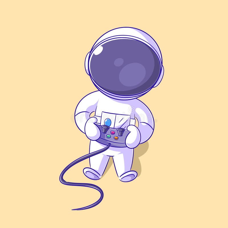Astronaut is Playing a Game with His Friend for Coloring Stock Vector ...