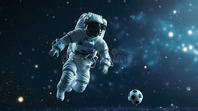 Astronaut Playing Football on the Moon, Funny Concept by Generative AI ...