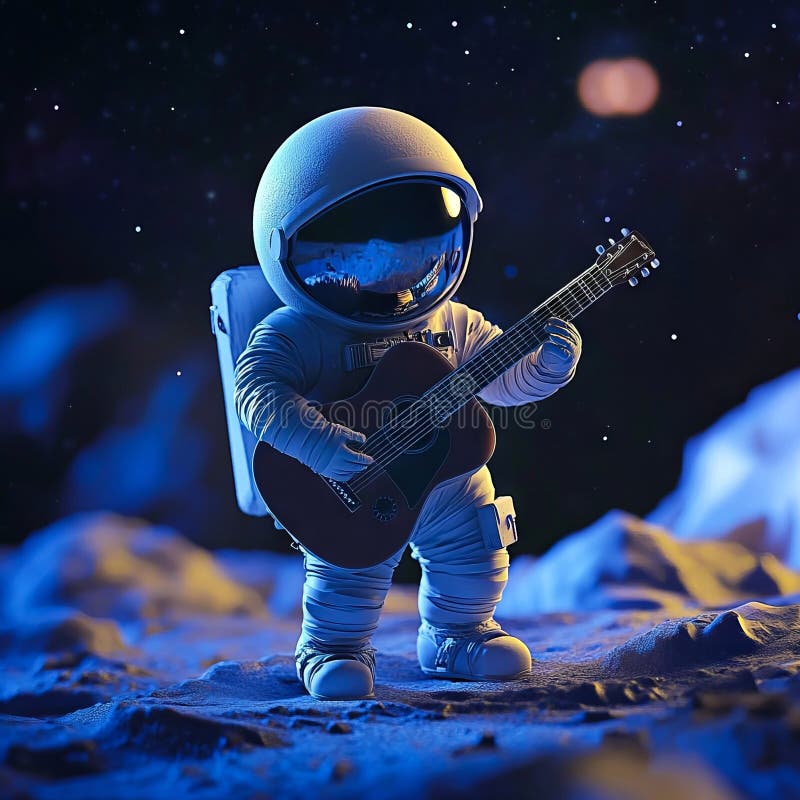 An Astronaut Playing Guitar on the Moon Stock Photo - Image of space ...
