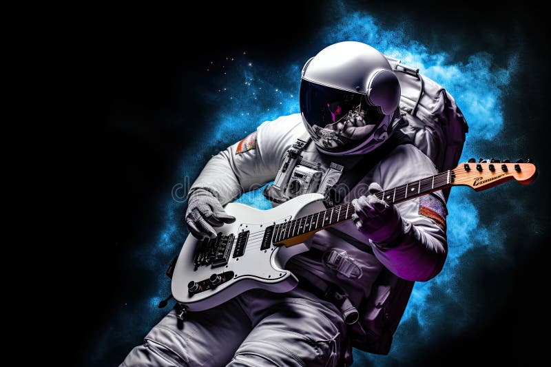 Astronaut playing guitar stock image. Image of closeup - 293589045