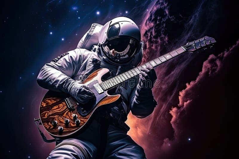 Astronaut playing guitar stock image. Image of generated - 307898329