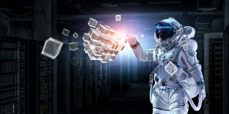 Spaceman and His Mission. Mixed Media Stock Image - Image of craft ...