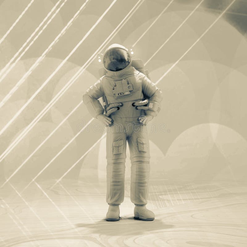 Astronaut Power Pose Pin Up Full View Stock Illustration - Illustration ...