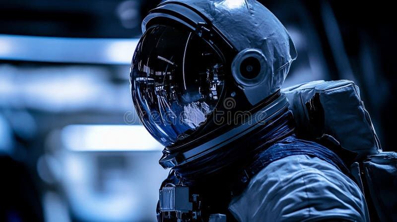 Astronaut Preparing for a Space Mission with Specialized Suit and ...
