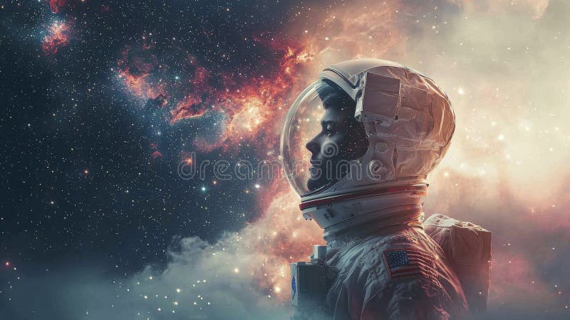 Astronaut Profile in Celestial Double Exposure Space Digital Art Cosmic ...