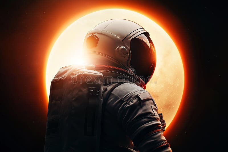 Astronaut Profile with the View of a Celestial Planet Stock ...