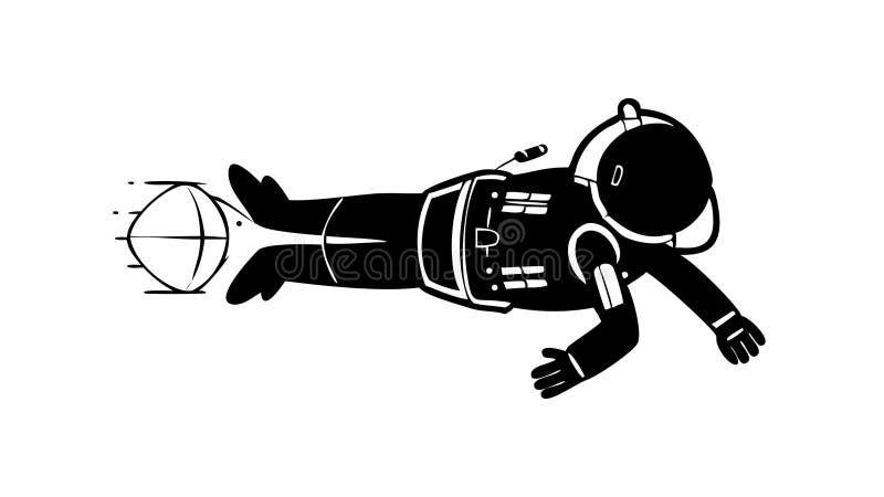 Astronaut in Prone Position, Space Rescue or Training Icon, Vector ...
