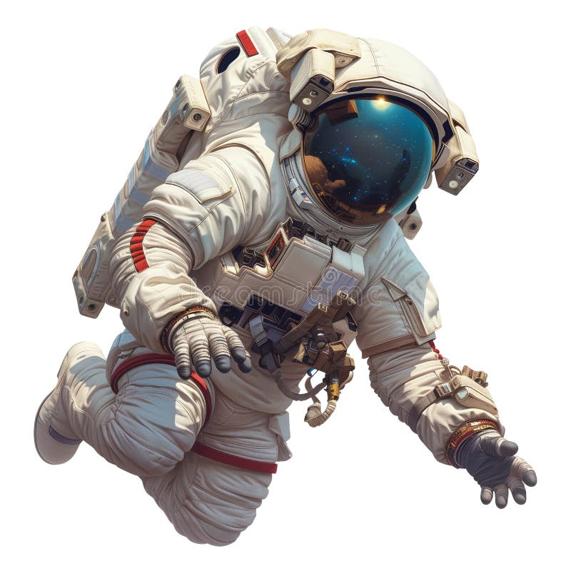 An Astronaut in a Protective Suit. Cosmonaut in Zero Gravity Stock ...