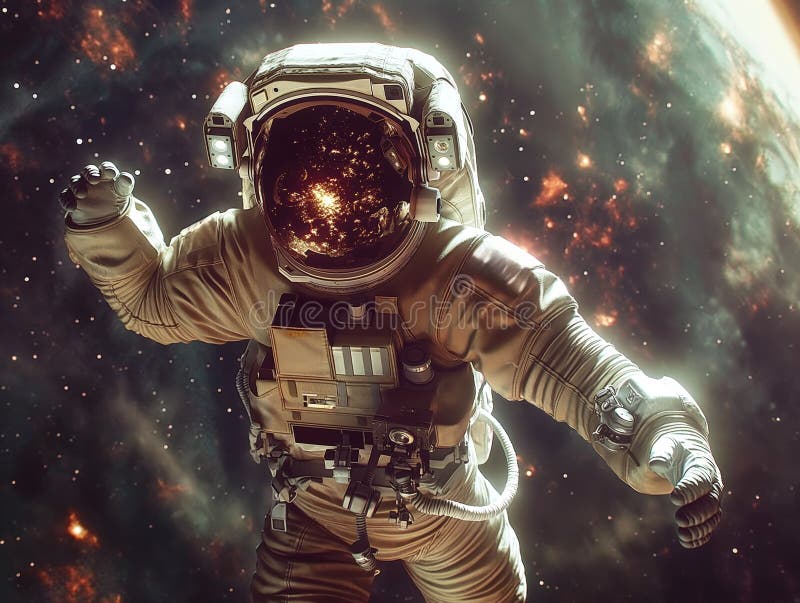 Astronaut Reaching Out in Space Stock Photo - Image of gravity, bodies ...