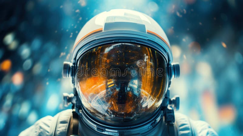 Astronaut with Reflection in Helmet Visor Stock Illustration ...