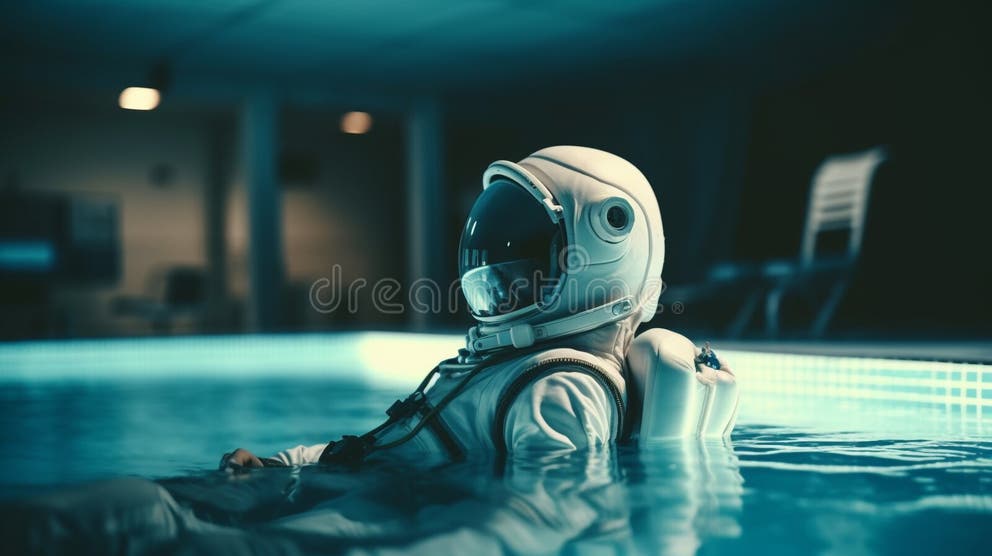 An Astronaut is Relaxing on the Pool Stock Illustration - Illustration ...