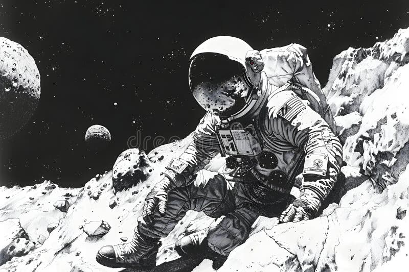 Astronaut on Remote Planet. Space Exploration Concept Stock ...