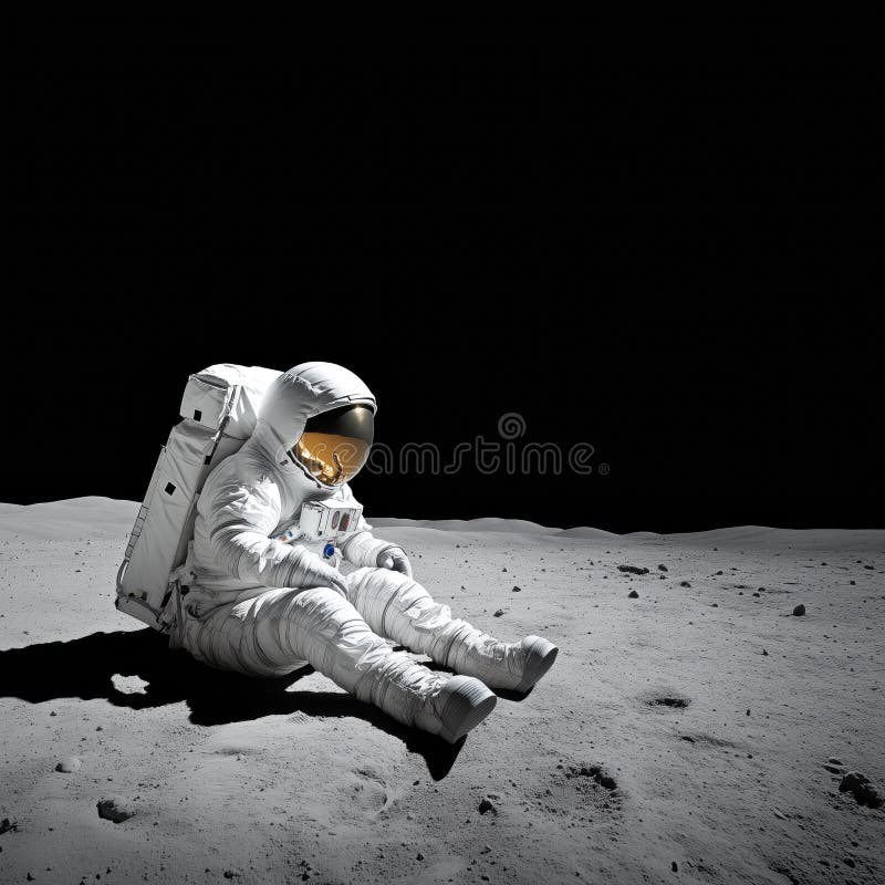 Astronaut Resting on the Lunar Surface during a Quiet Moment of ...