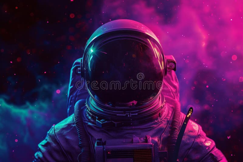 Astronaut Retro Neon. Generate Ai Stock Illustration - Illustration of ...
